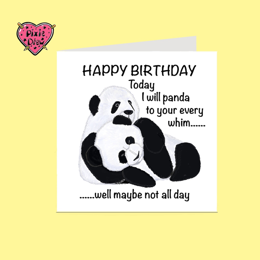 Panda Birthday Card Funny Birthday Card for Your Loved One or - Etsy