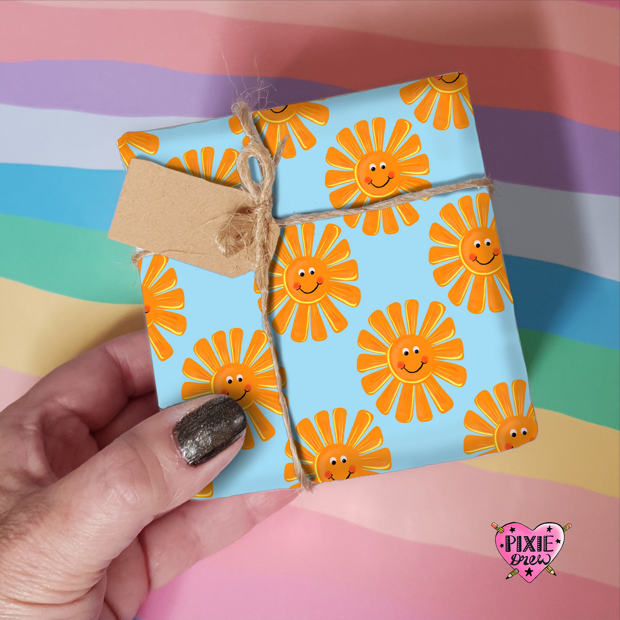 Sunshine Gift wrap sun wrapping paper smiling sun gift | Etsy