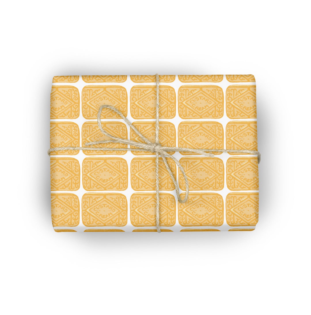 Custard Cream Wrapping Paper, British Biscuit Gift Wrap, Custard Cream ...