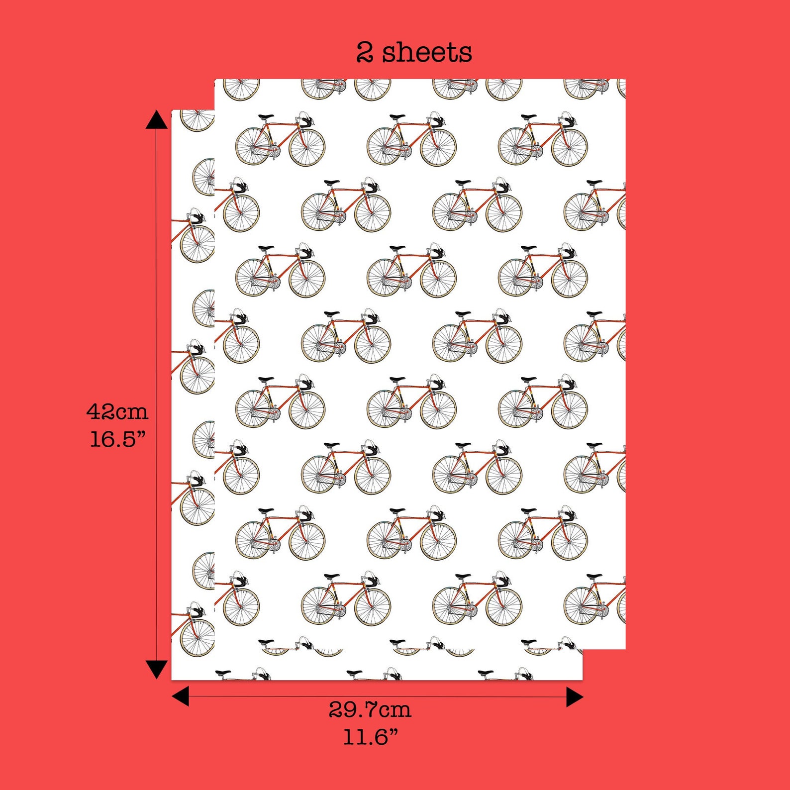 Bicycle Gift Wrap Bike Eco Wrapping Paper With Blue or Red - Etsy UK