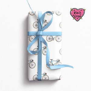 Bicycle Gift Wrap, Bike Eco Wrapping Paper With Blue or Red Road Bikes ...