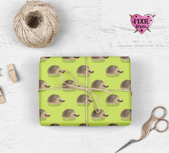 British hedgehog wrapping paper garden hedgehog wrap gift | Etsy