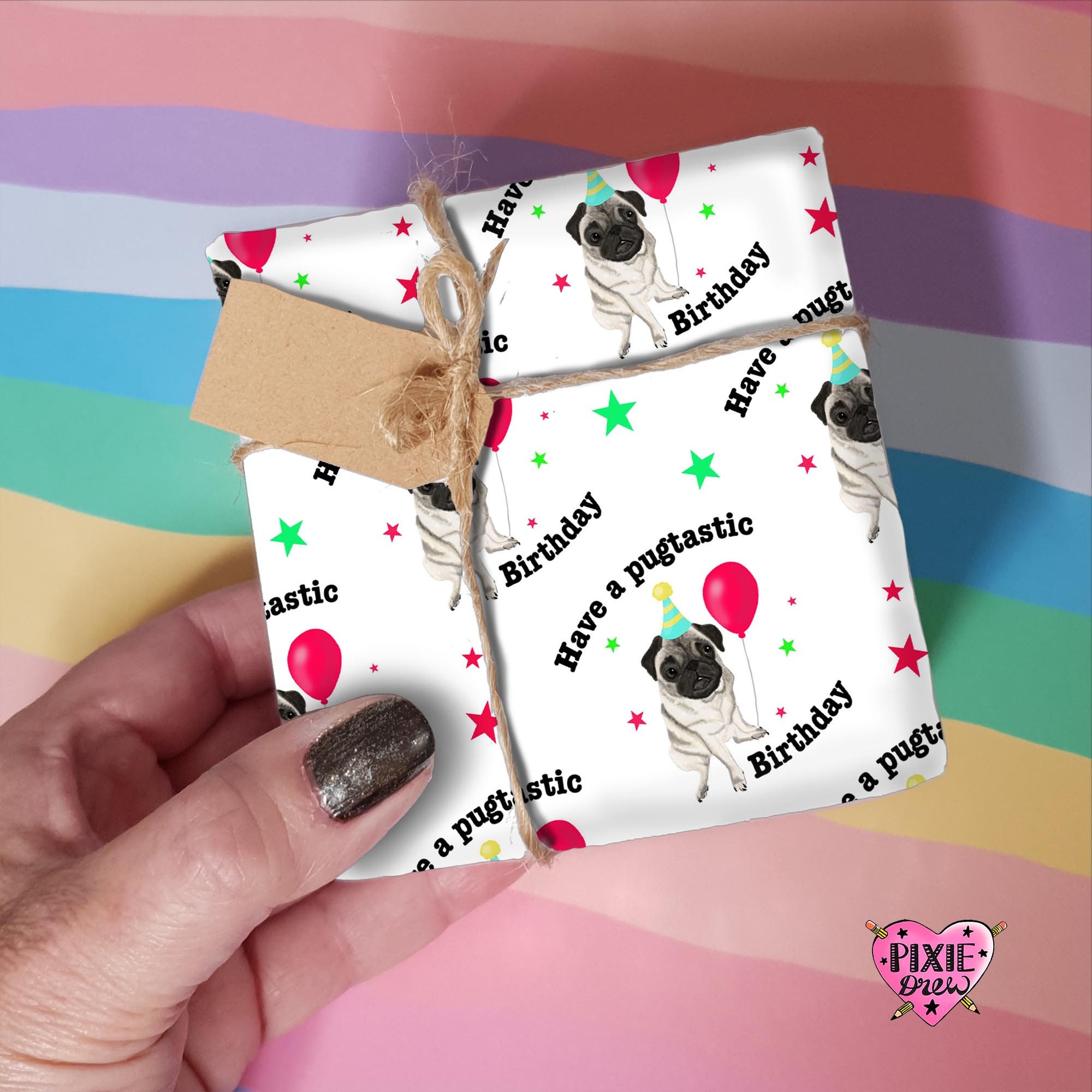 Pug wrapping paper pug birthday wrap gift wrap dog gift | Etsy