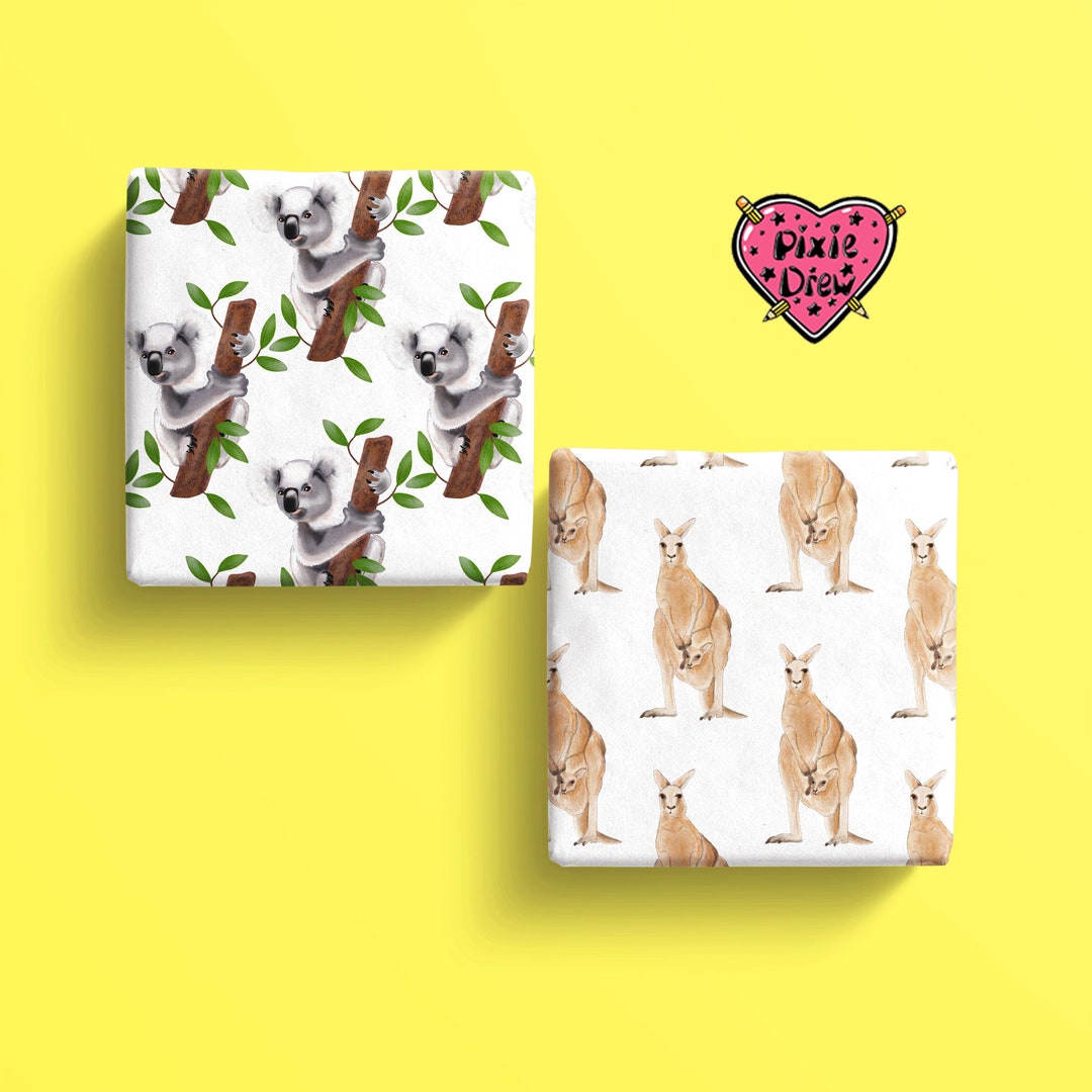 Koala or Kangaroo Wrapping Paper, Australian Gift Wrap, Aussie Gift ...