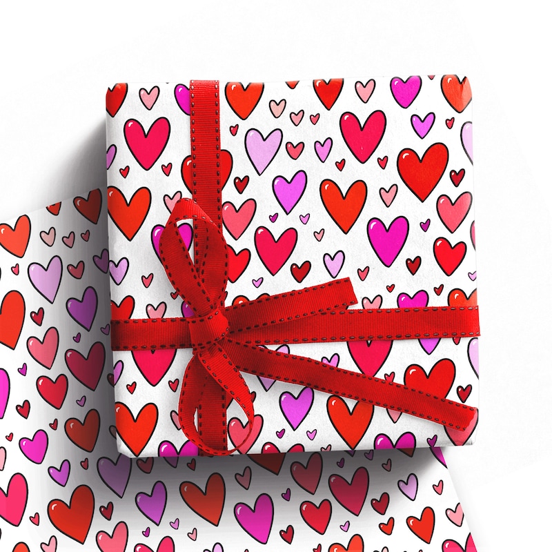 Hearts Wrapping Paper - Etsy