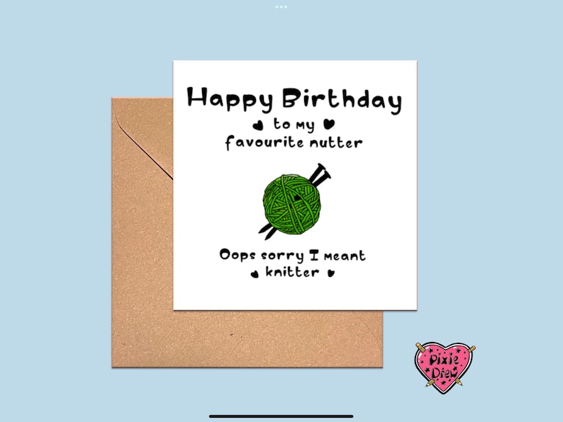 Knitters Birthday Card, Funny Knitting Birthday Card With a Ball of ...