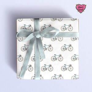 Bicycle Gift Wrap, Bike Eco Wrapping Paper With Blue or Red Road Bikes ...