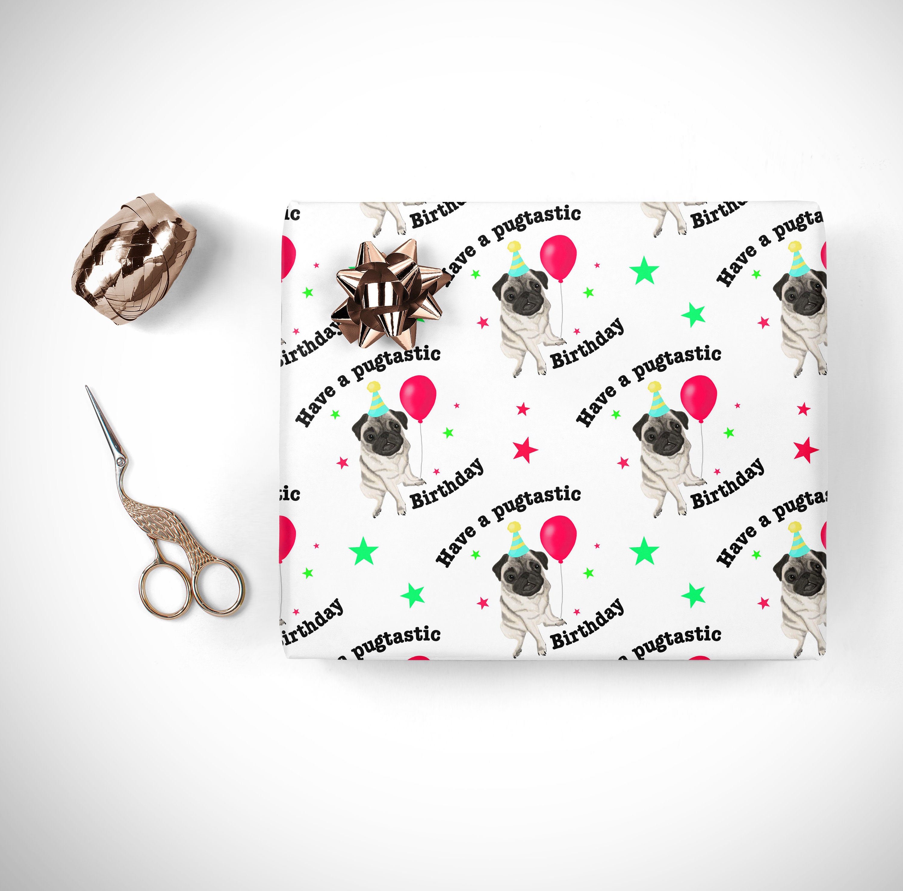 Pug wrapping paper pug birthday wrap gift wrap dog gift | Etsy