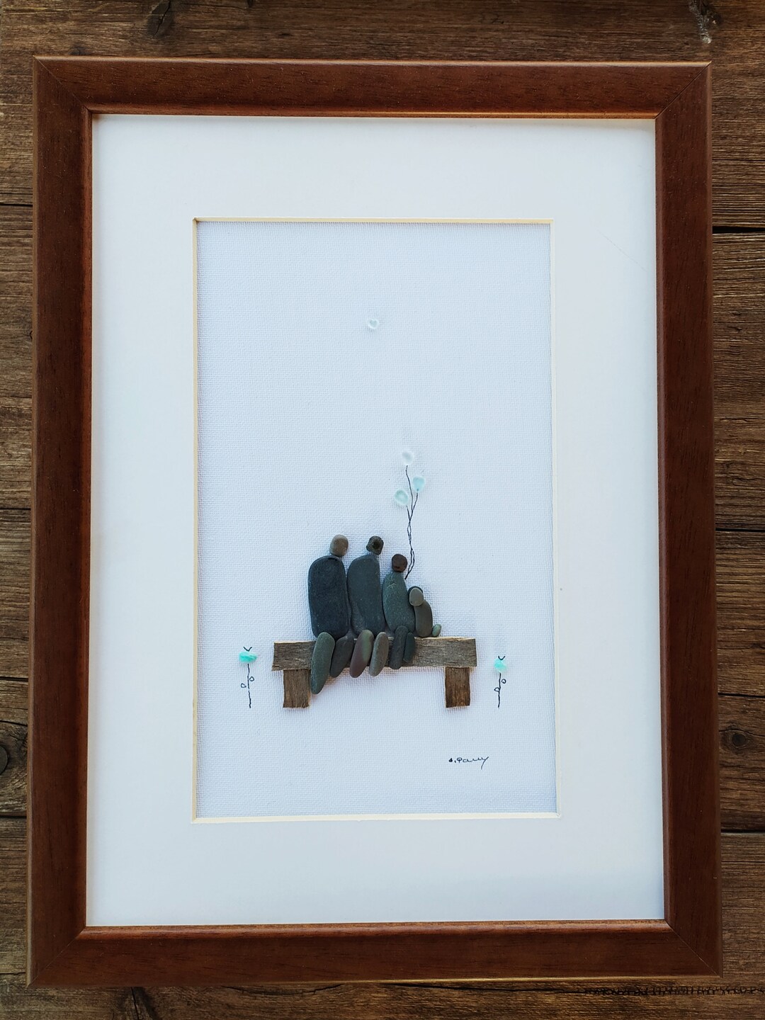 Family3 Pebbles Picture, Family Portrait+dog,anniversary Gift, Family ...