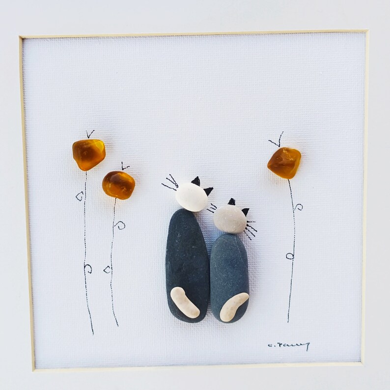 Pebble Art Cats Picturecats Love Pets Pebbles Pebble | Etsy