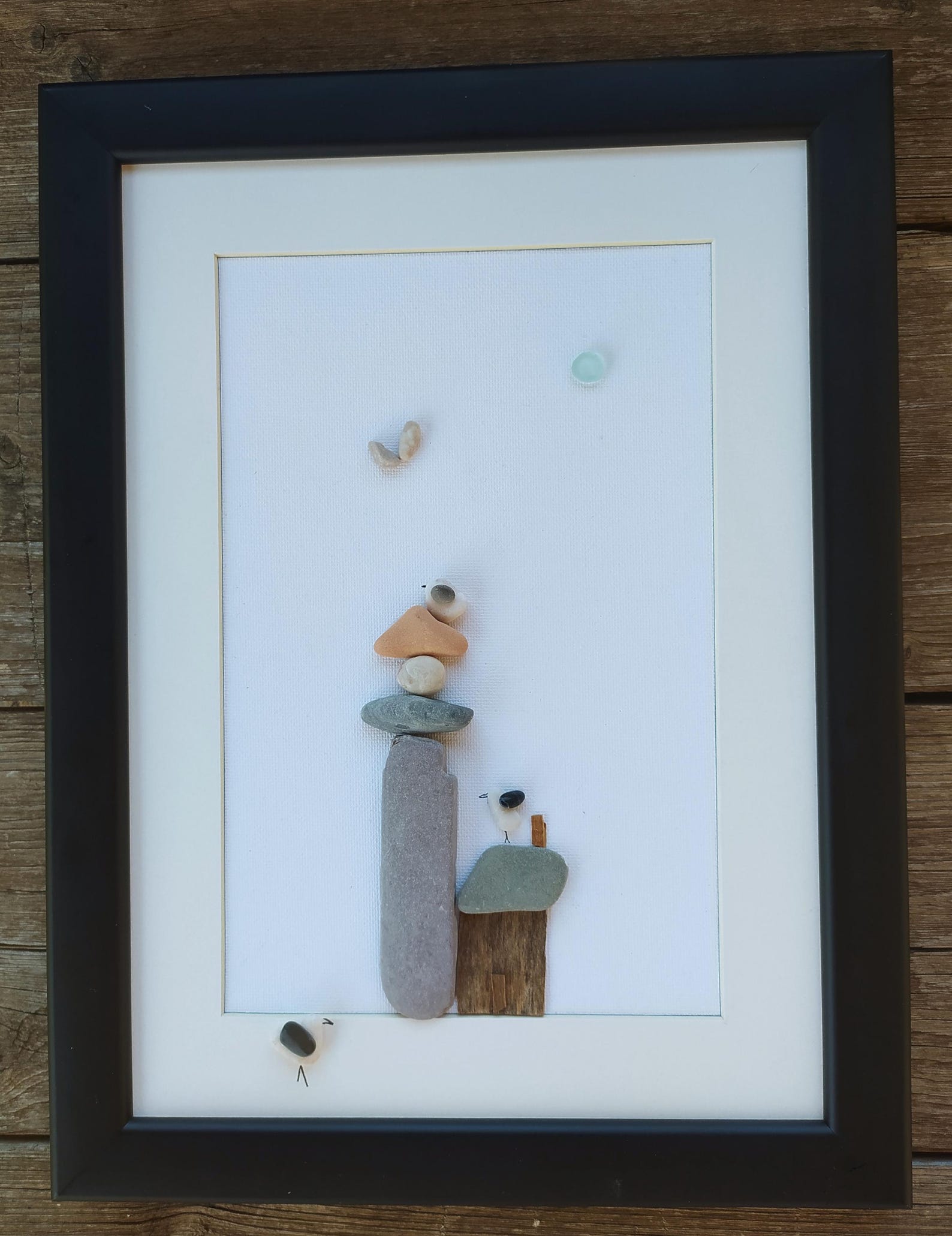Lighthouse Pebble Art Framed, Wall Art Lighthouse, Housewarming Gift ...
