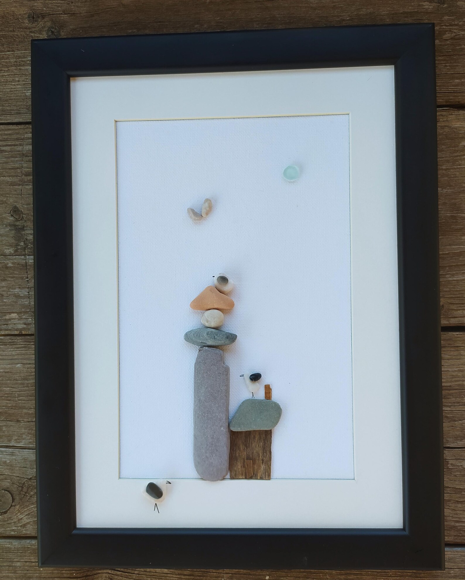 Lighthouse Pebble Art Framed, Wall Art Lighthouse, Housewarming Gift ...