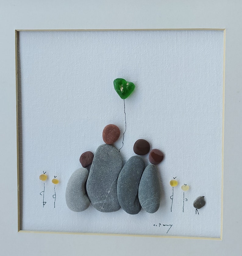 Family Pebbles Picture Gift Mother Child Framedchristmas - Etsy