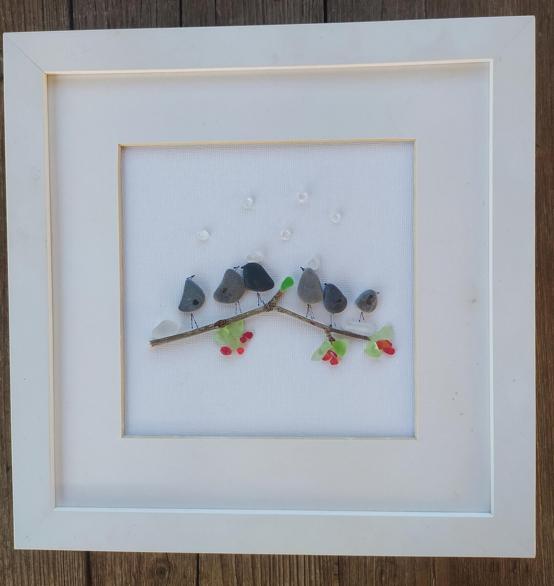 Pebble Art Christmas Robins Birds Picture, Family Birds3 Framed,robins ...