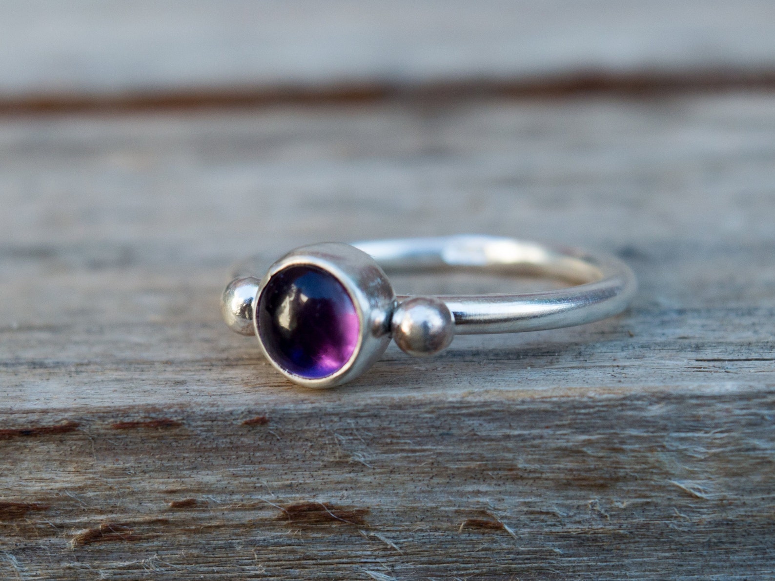 Amethyst Sterling Silver Ring Purple Stone Ring - Etsy