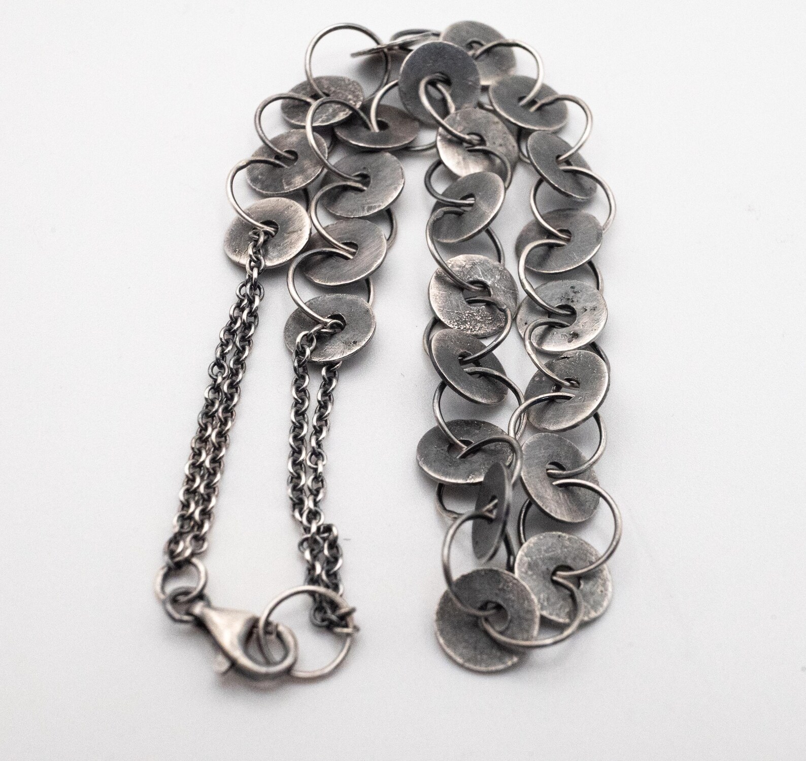 Oxidized Sterling Silver Disc Chain Necklace, Handmade Boho Jewelry - Etsy