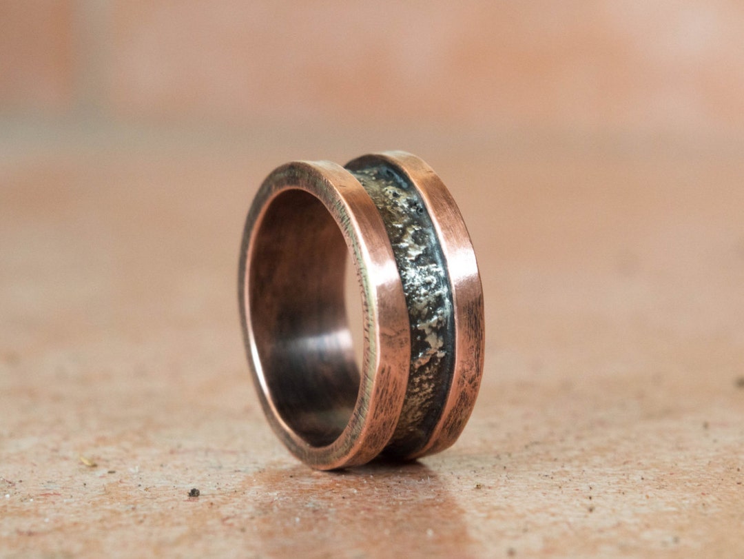 Copper and Silver Men's Rings Rustic Men's Rings Rustic Jewelry for Men ...