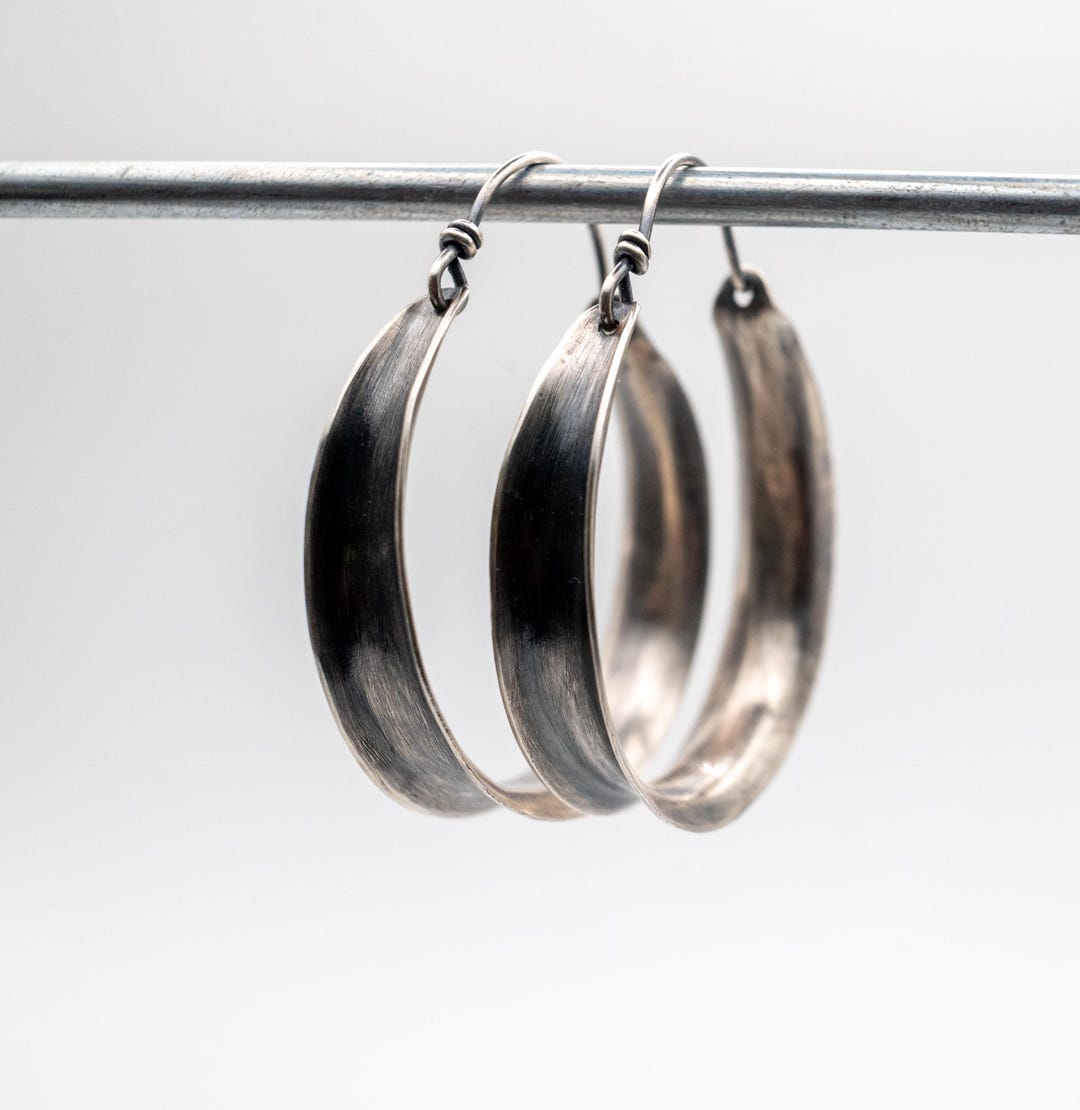 Hoop Earrings, Silver Hoop Earrings, Large Hoop Earrings, Handmade ...