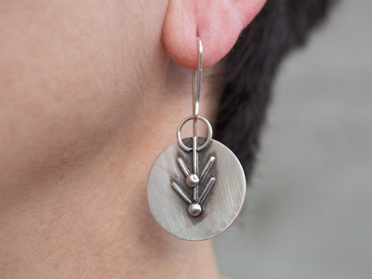 Sterling Silver Disc Earrings Circle Earrings | Etsy