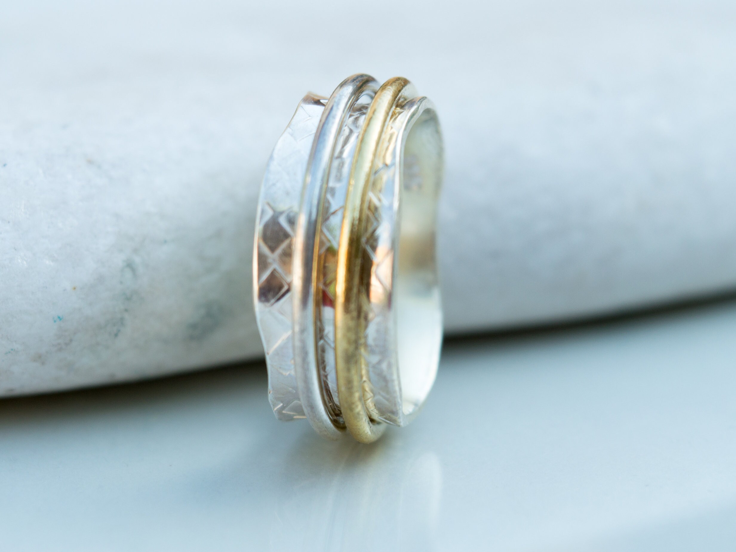 Spinner ring-Sterling silver ring-Elegant spinner | Etsy