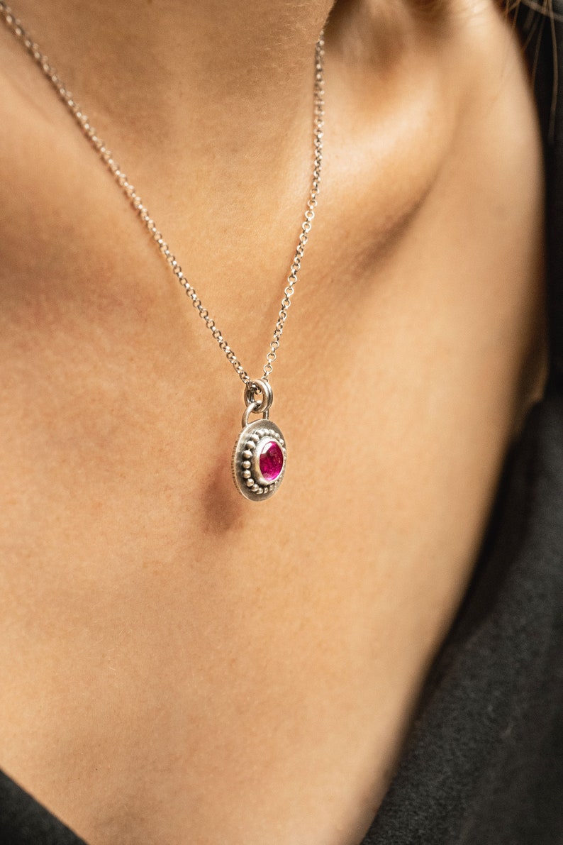 Ruby Necklace Silver Ruby Necklace - Etsy