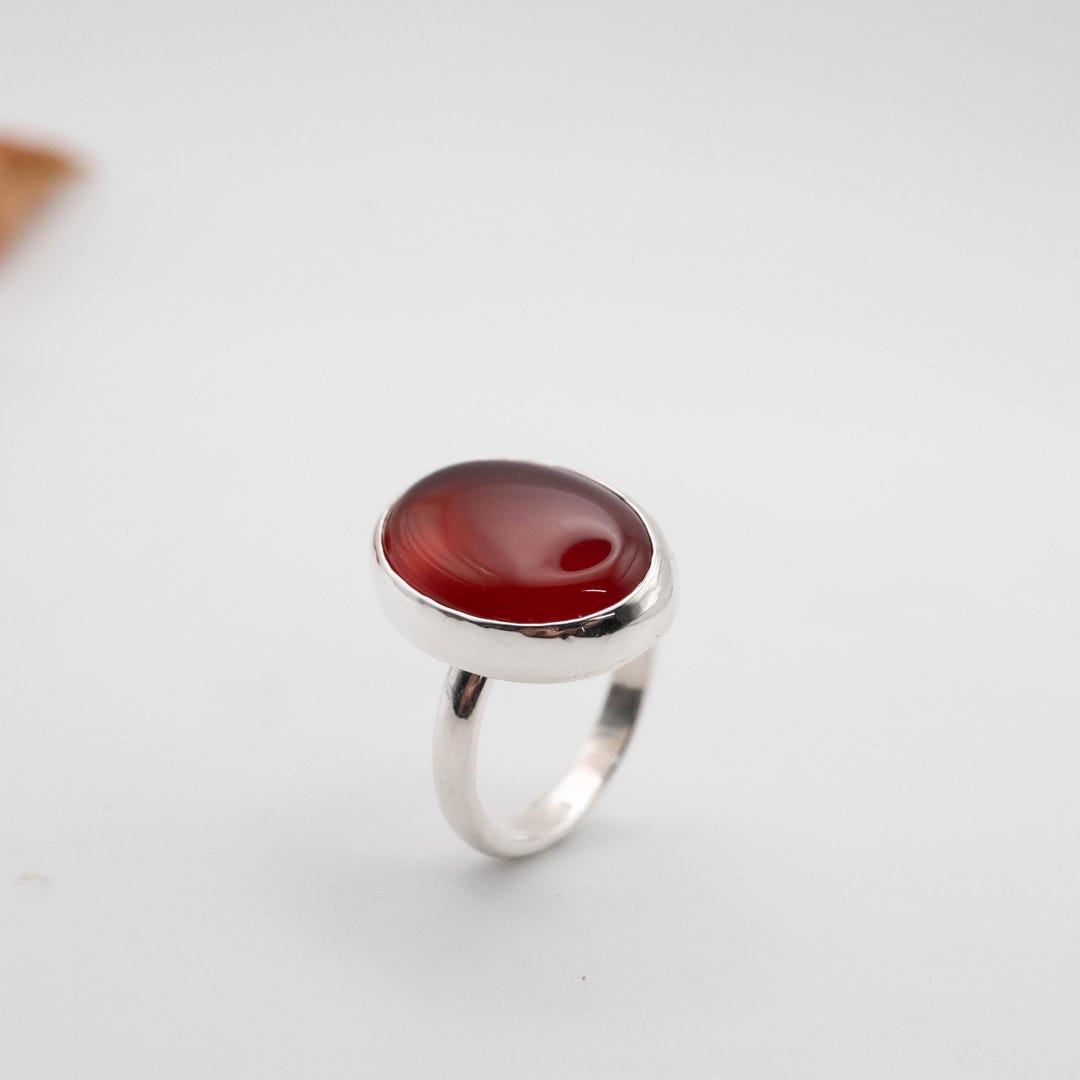Red Onyx Ring - Sterling Silver - Red Stone Ring - Red Ring - Gemstone ...