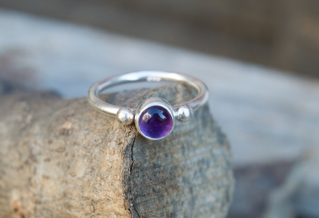 Amethyst Sterling Silver Ring Purple Stone Ring - Etsy
