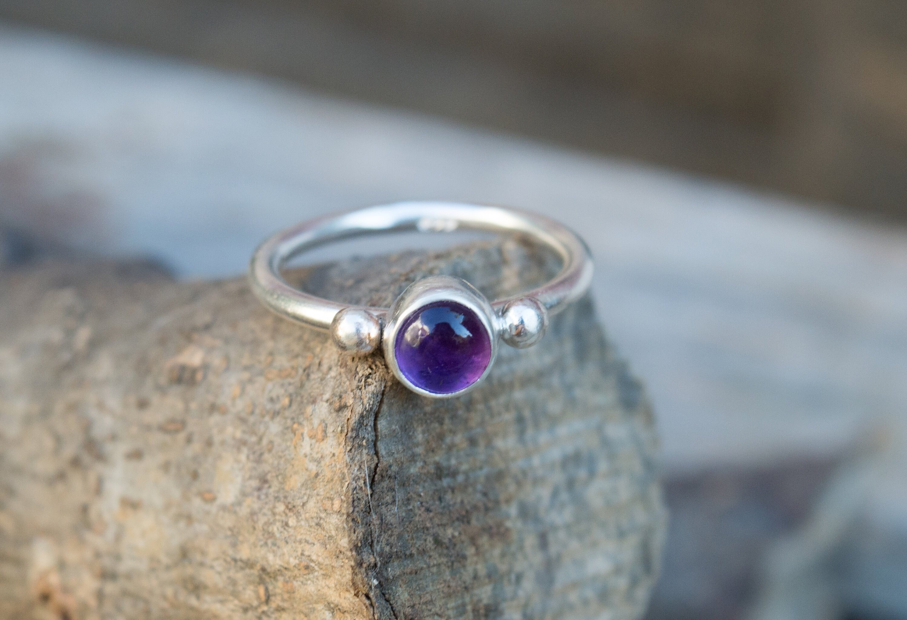 Amethyst sterling silver ring Purple stone ring | Etsy