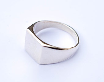 Mens Silver Square Signet Ring - Etsy