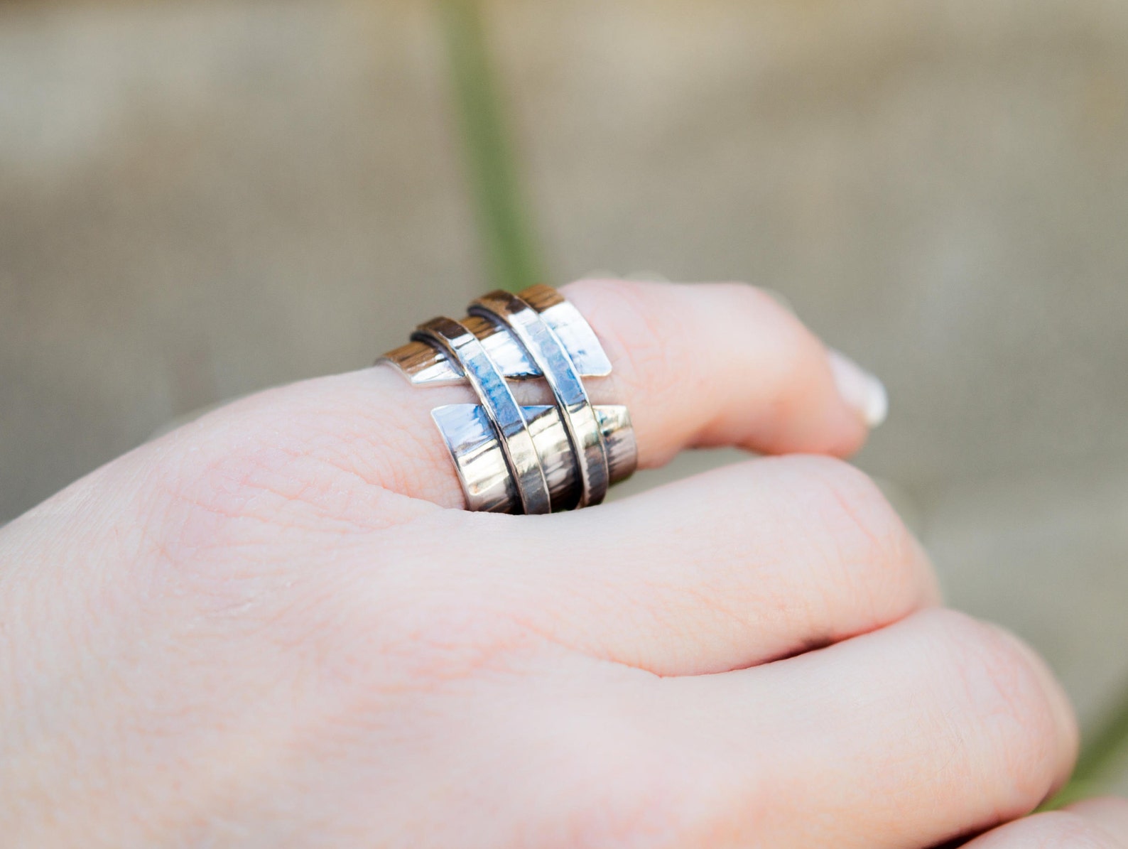 Sterling Silver Wide Band Ring, Unisex Ring, Textured Hammered ...