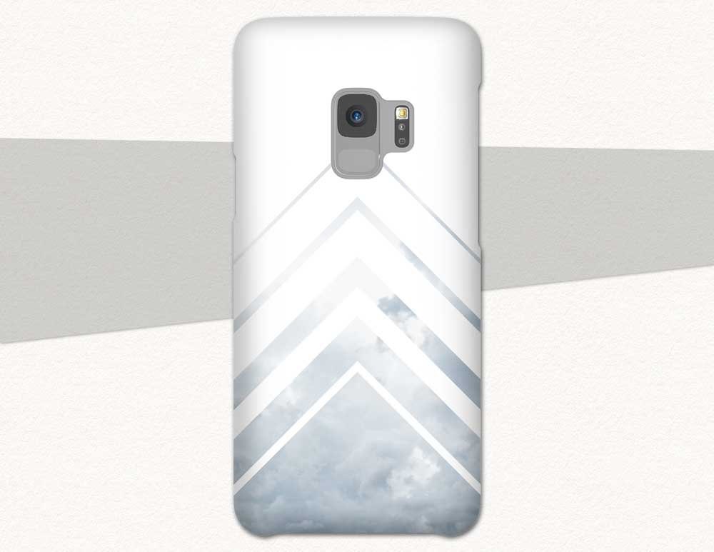 Minimalist Chevron Samsung Galaxy S9 Phone Case, Gray Clouds on White ...
