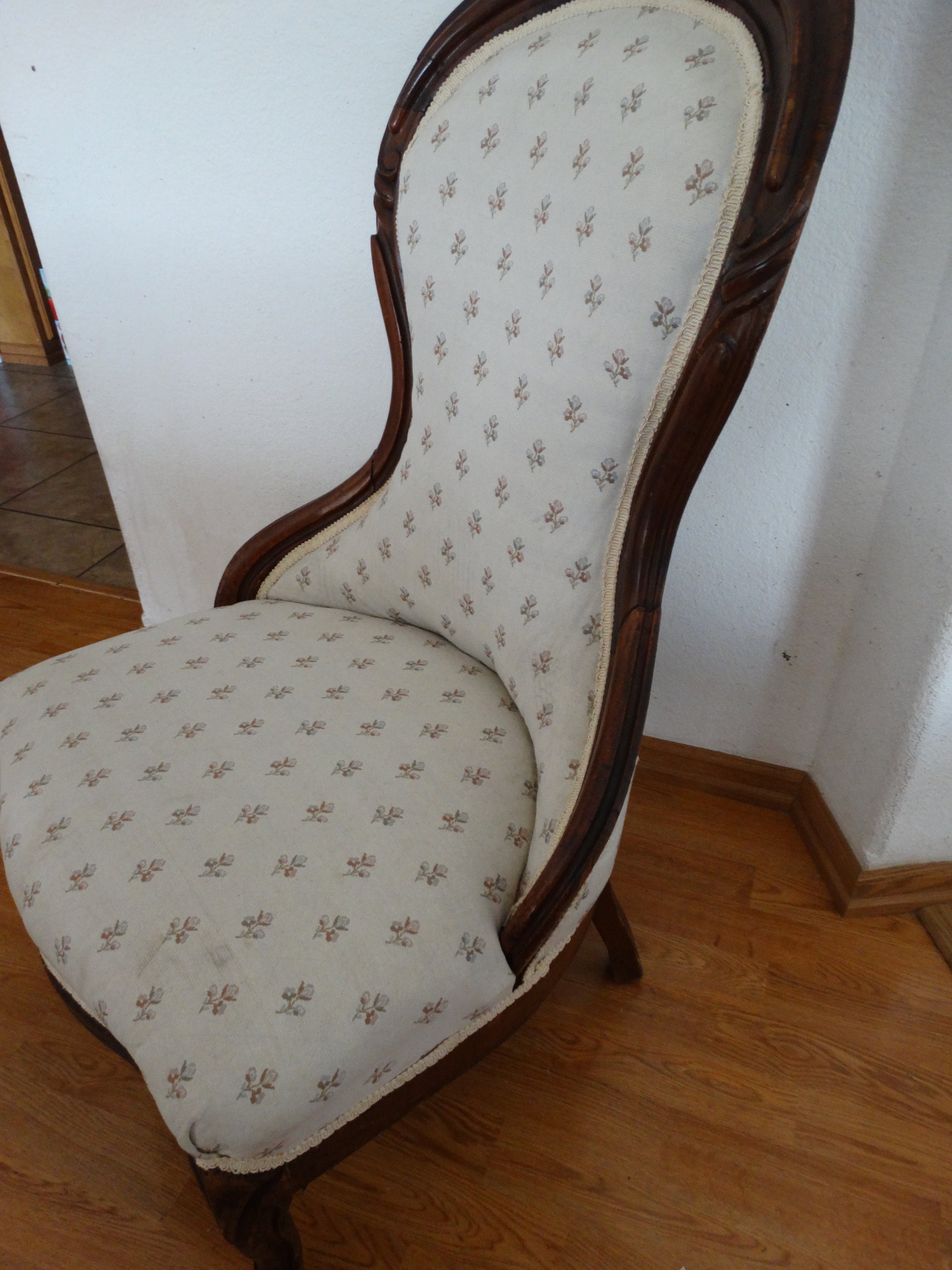 Victorian High Back Parlor Chair Wood Frame Fabric Seat and | Etsy