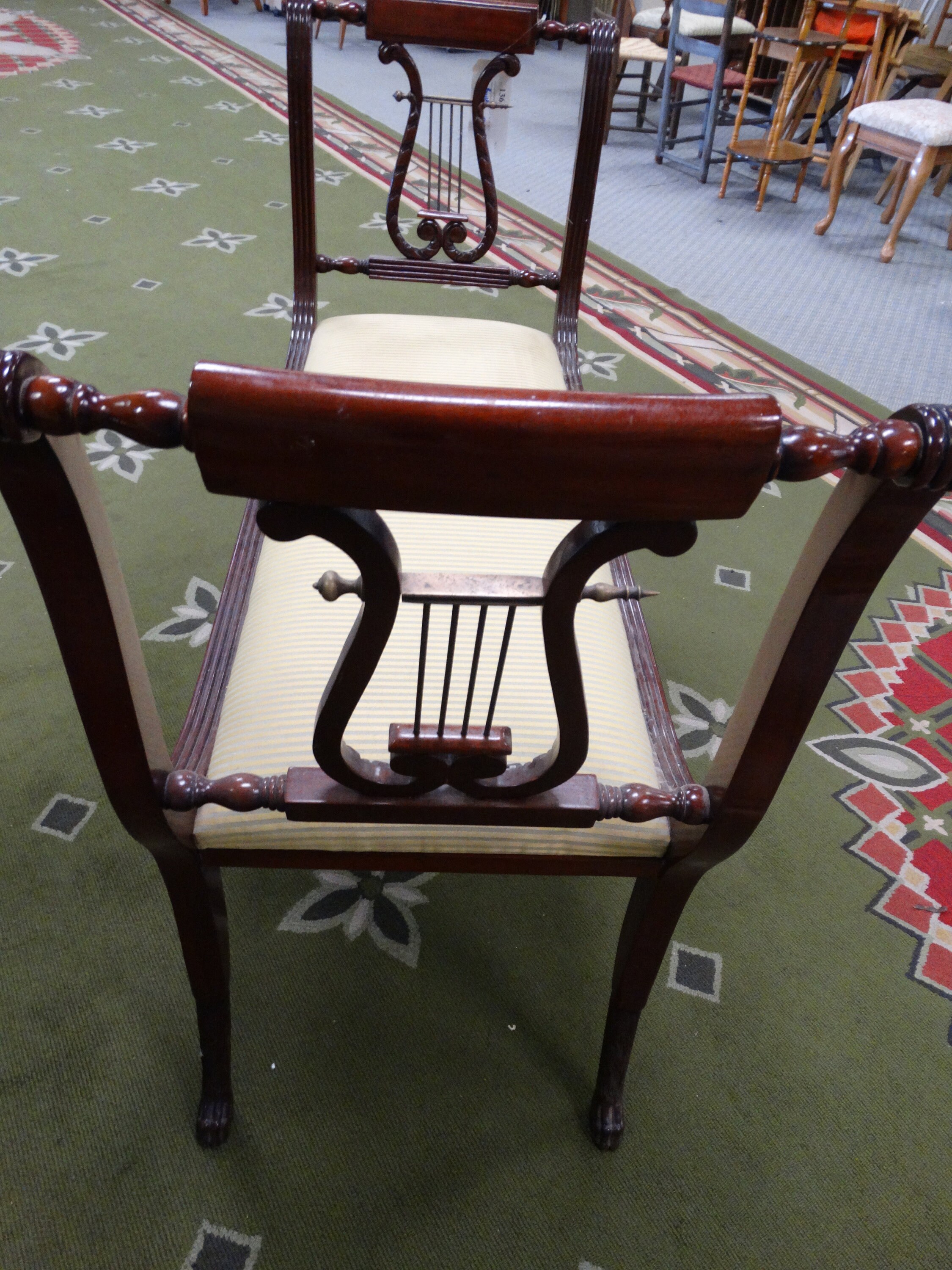 Antique Vintage Harp Design Bench With Fabric Seat Hallway Bench - Etsy