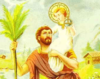 St. Christopher Holy Card - Etsy UK