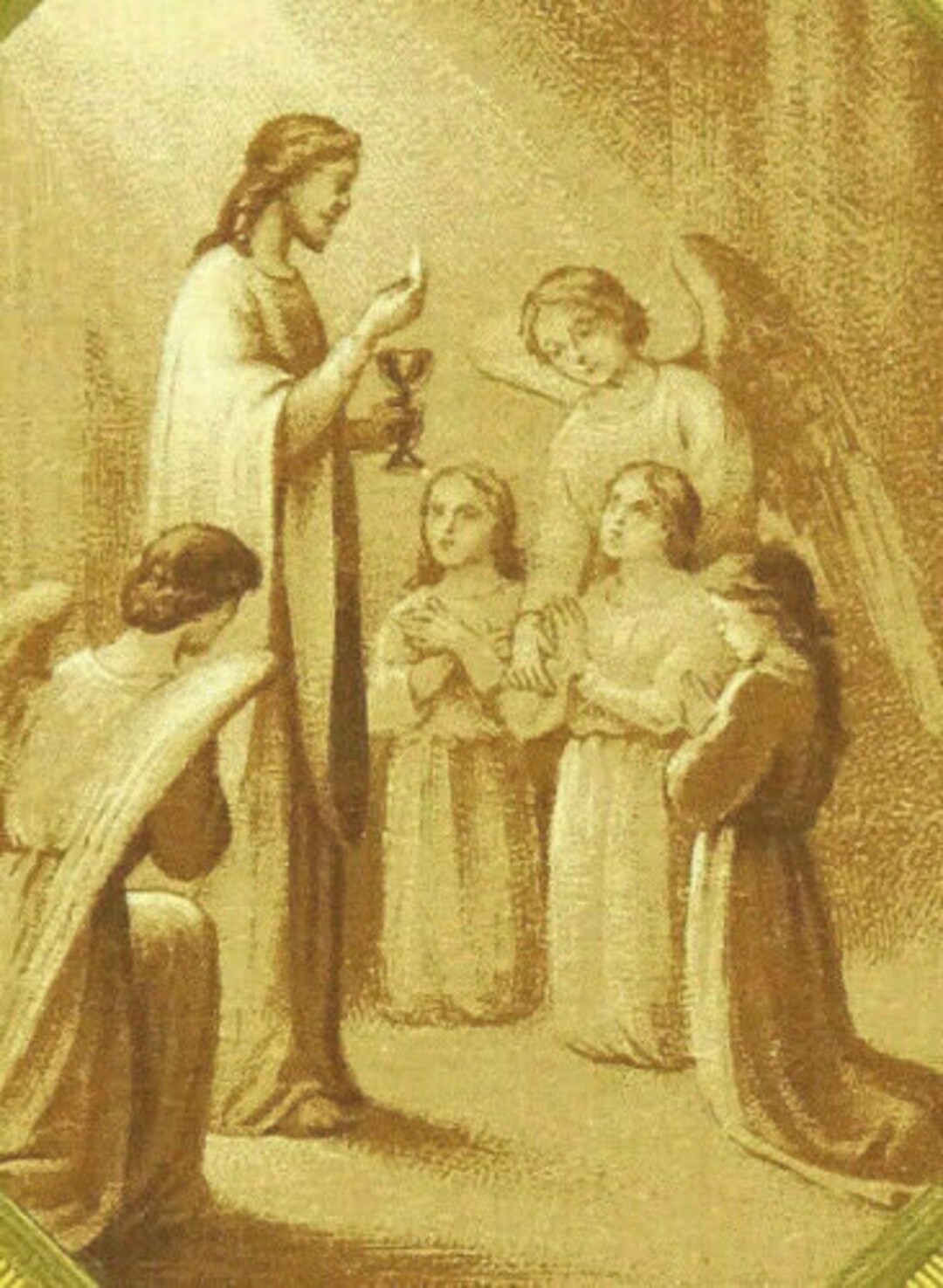 Antique 1914 First Communion French Holy Prayer Card Angels Embossed - Etsy