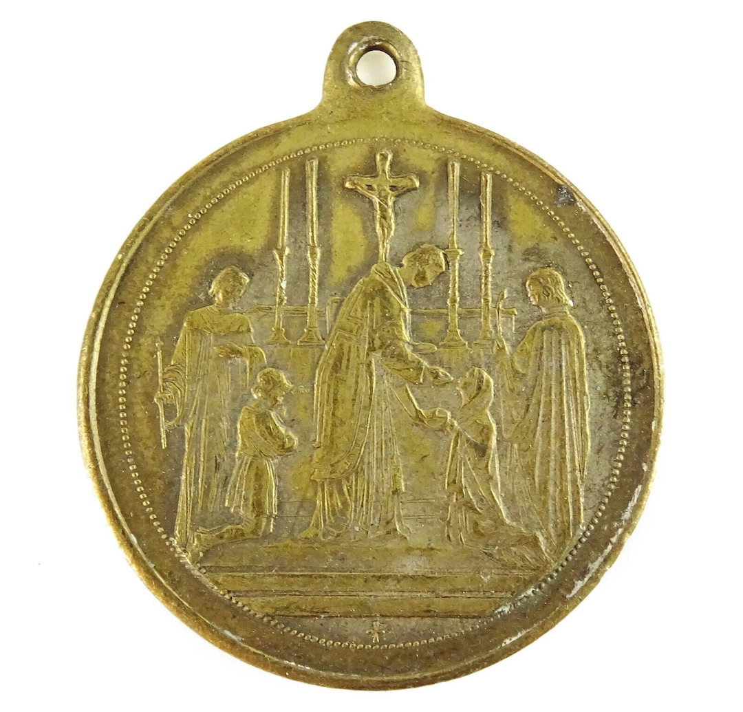 Antique First Communion Medal French Souvenir Blank Back Catholic - Etsy