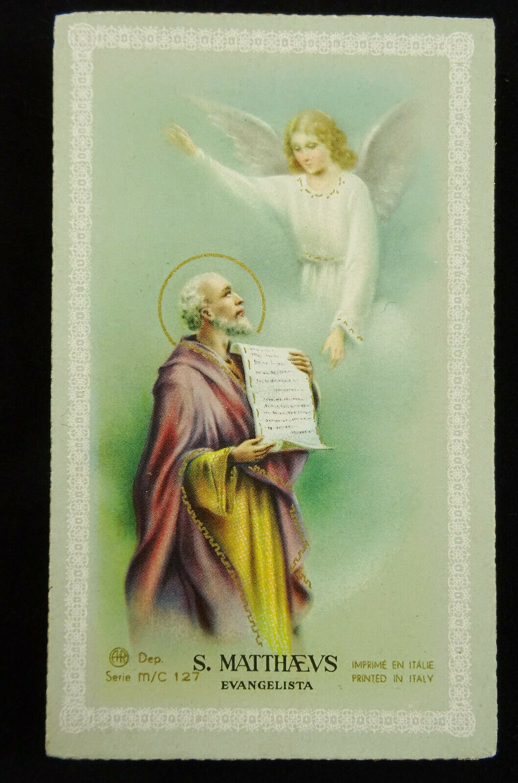 St Matthew Evangelist with Angel Vintage Holy Card Saint | Etsy