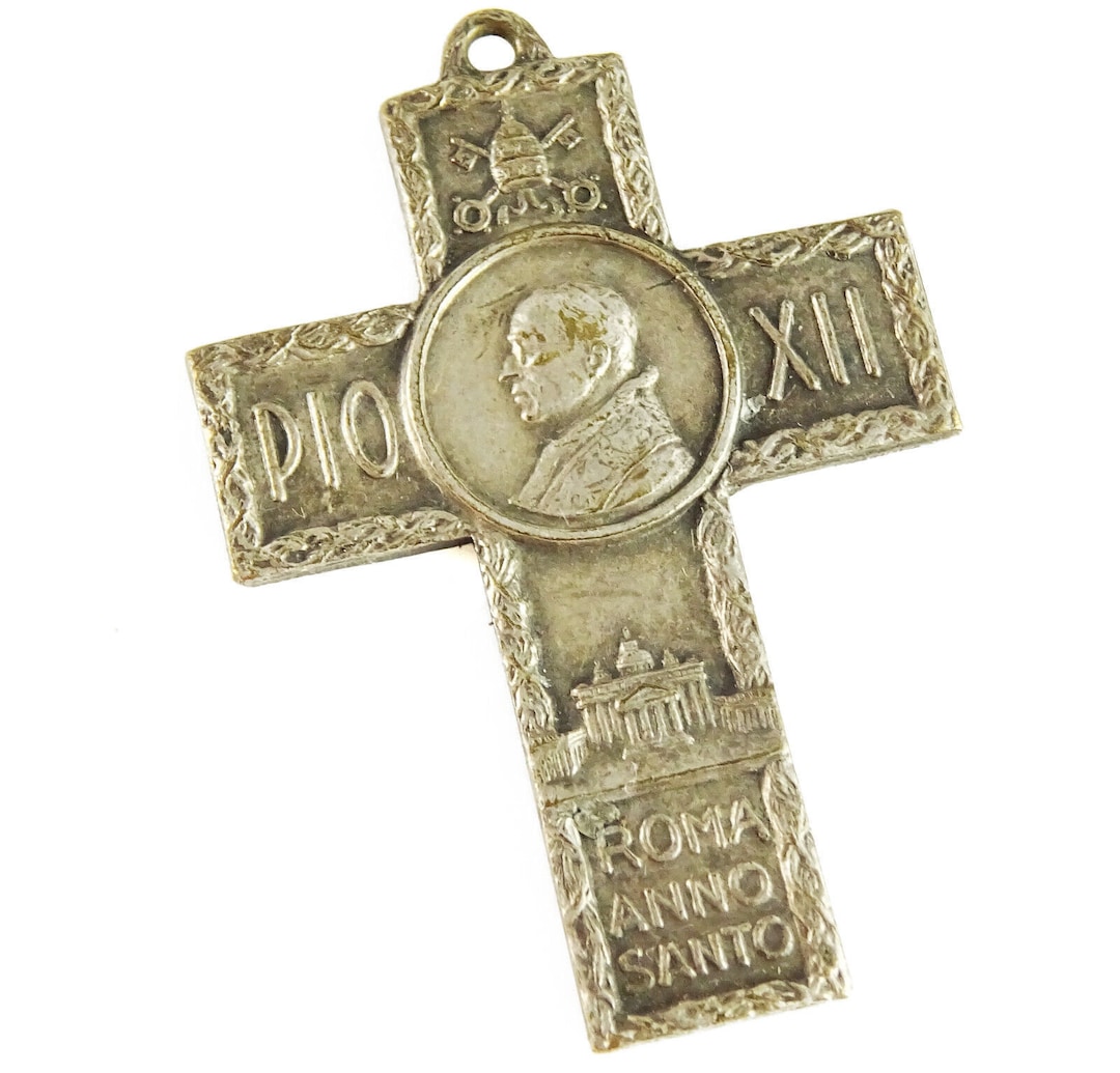 Vintage Papal Cross Pendant Pope Pius XII Pio Pie Rome 1950 - Etsy