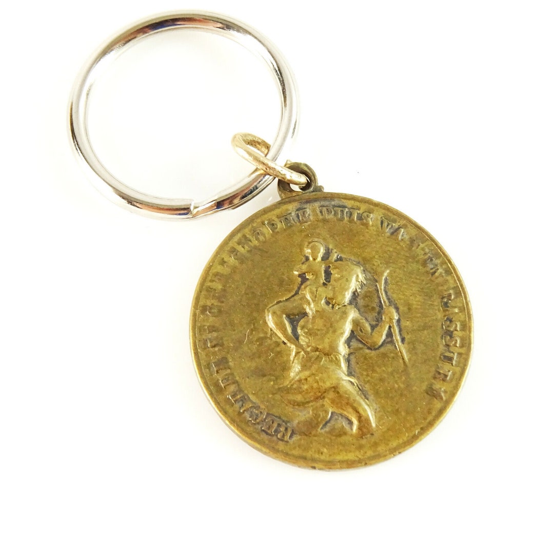 St Christopher Saint Christophe Vintage Keychain Medal Ste - Etsy