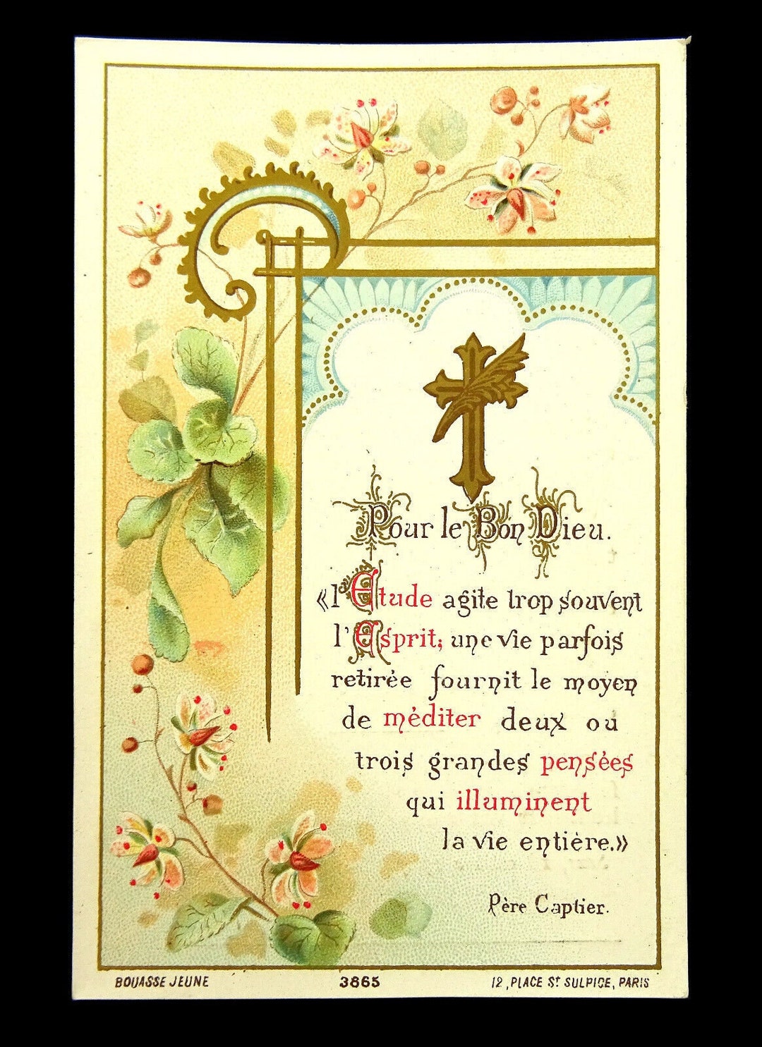 1907 Antique French Holy Prayer Card Retreat Souvenir Floral - Etsy