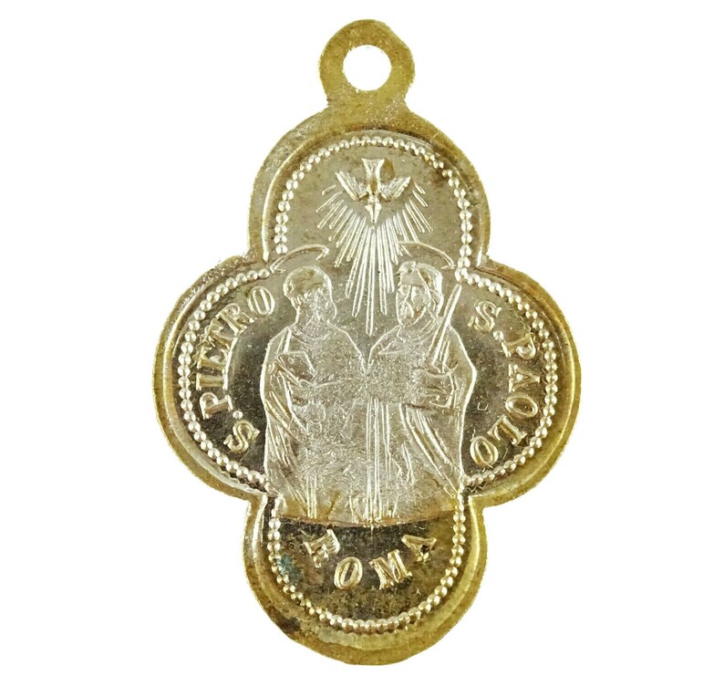 Antique Catholic Medal Saint Paul and St Peter Pope Leo Leone - Etsy