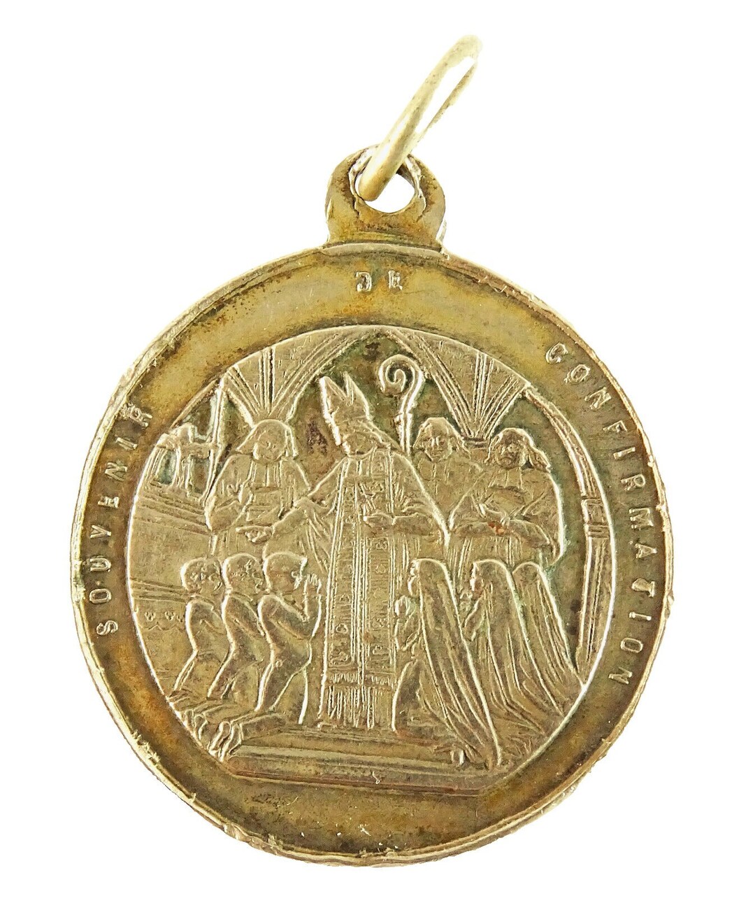 1886 Antique Confirmation Souvenir Medal Catholic Sacrament Engraved ...