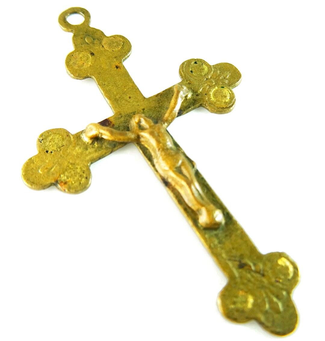 Antique Budded Crucifix Brass Golden Gilt Cross Pendant - Etsy