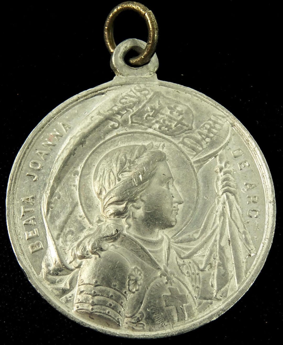 Blessed Joan of Arc Antique Medal Large Aluminum Pendant W Pope Pius X - Etsy