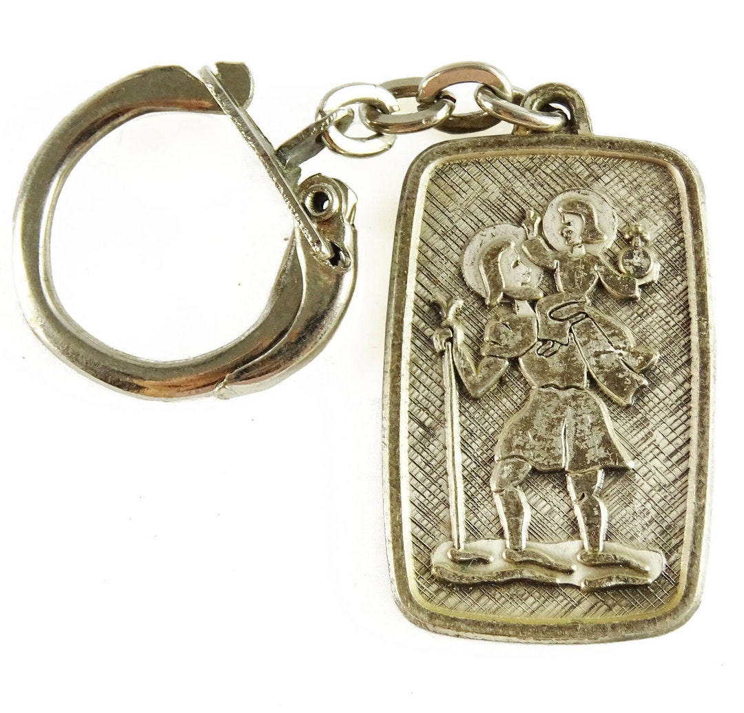St Christopher Vintage Keychain With Saint Rita - Etsy
