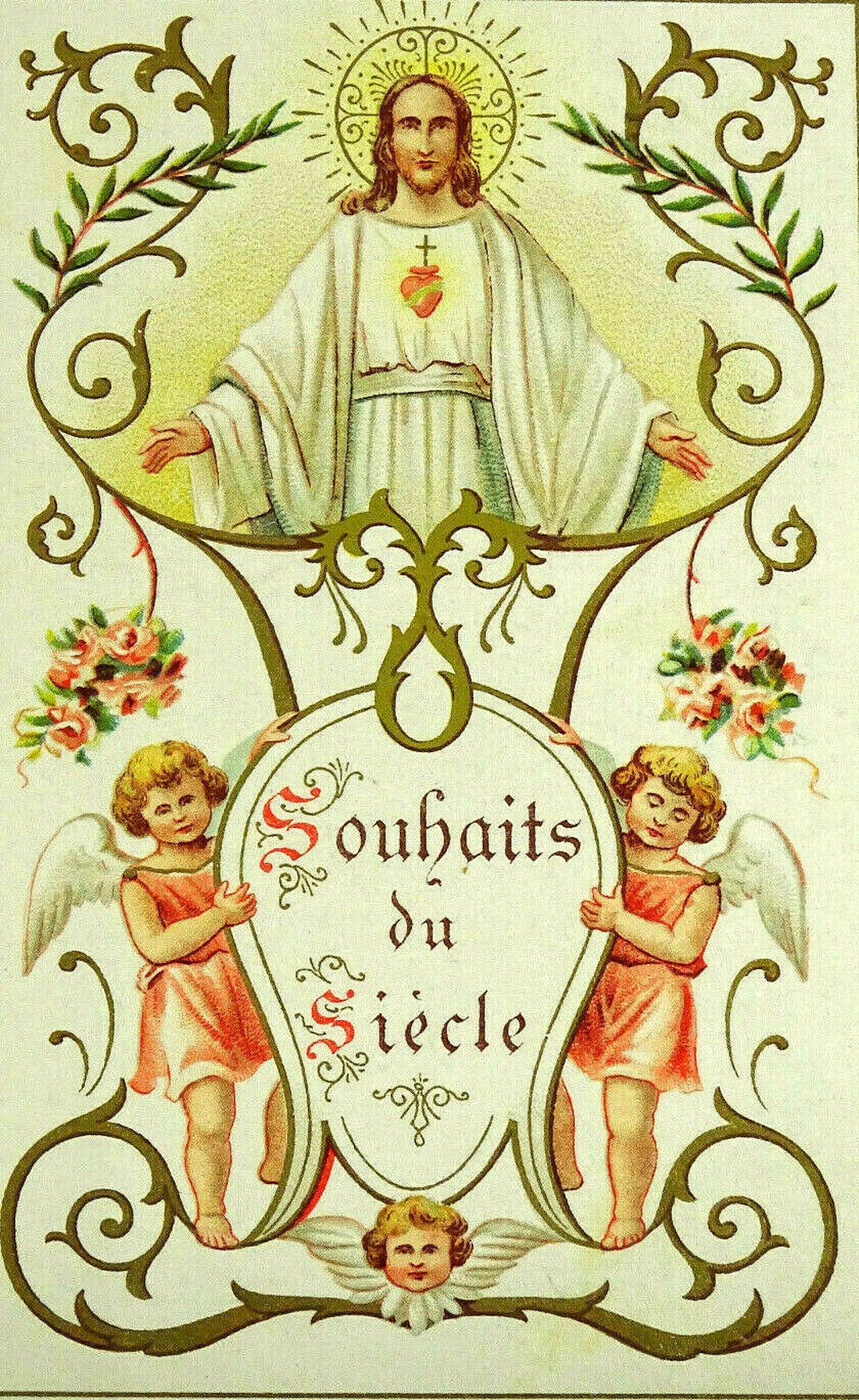 Vintage Holy Prayer Card French Wishes for New Century Dated 1901 Art ...