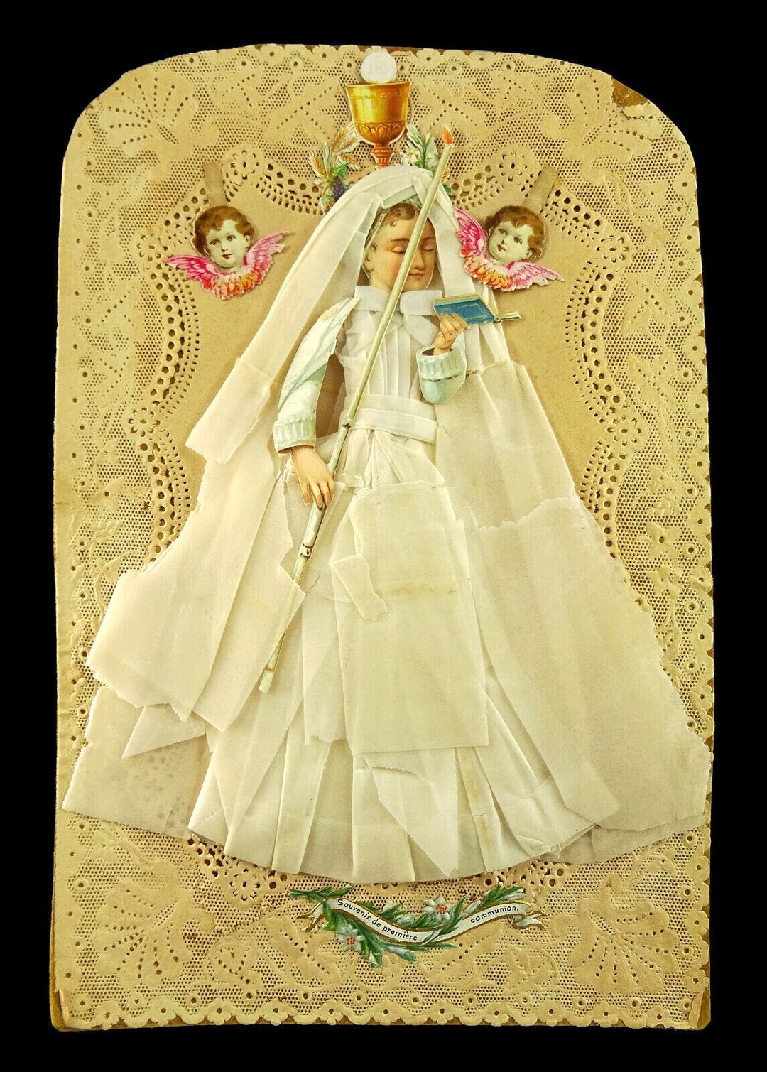 Victorian Girl First Communion Cherubs Paper Dress 3D Lace Large ...