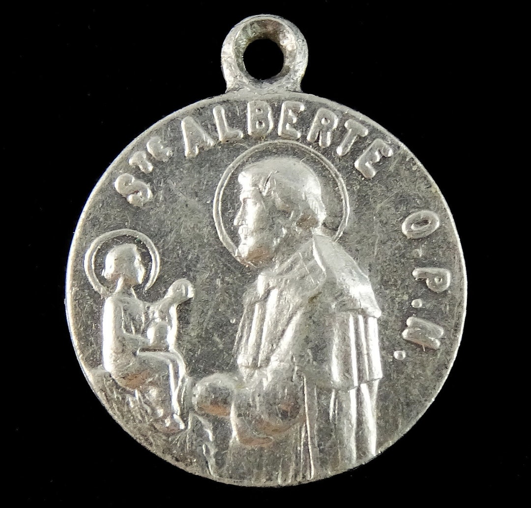 St Albert of Trapani Carmelite Ste Alberte Vintage Medal Our Lady of Mt ...