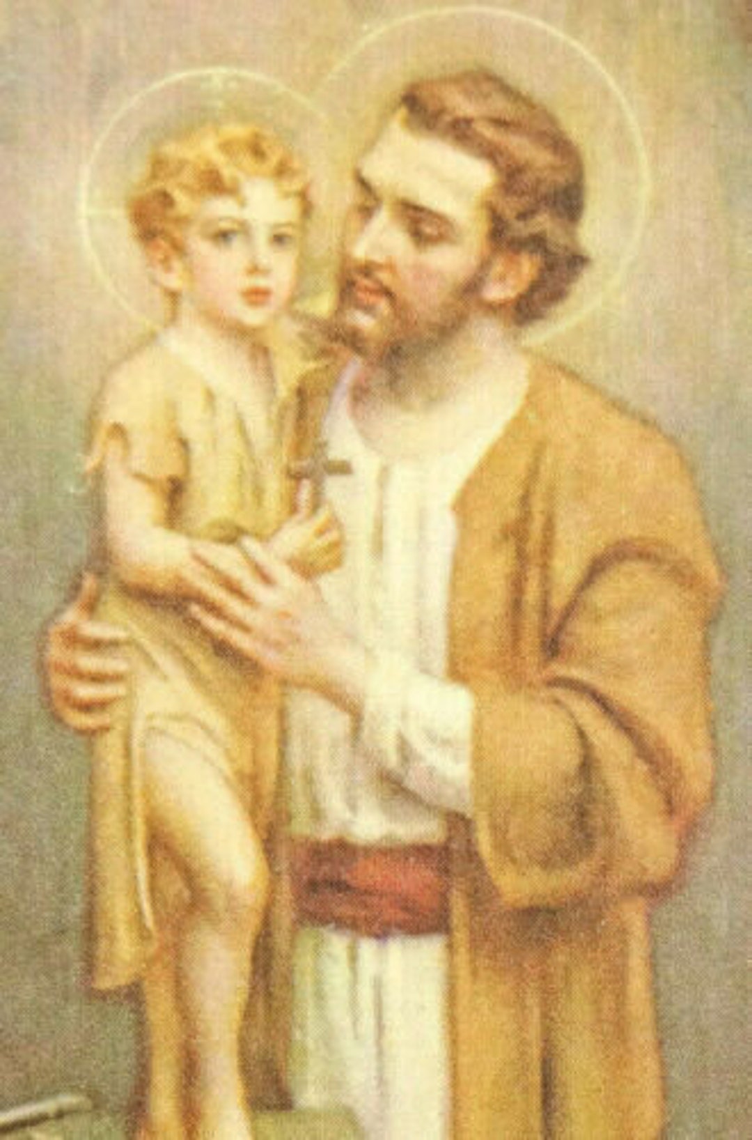 Vintage Holy Card Saint St Joseph and Child Jesus Charles Bosseron ...