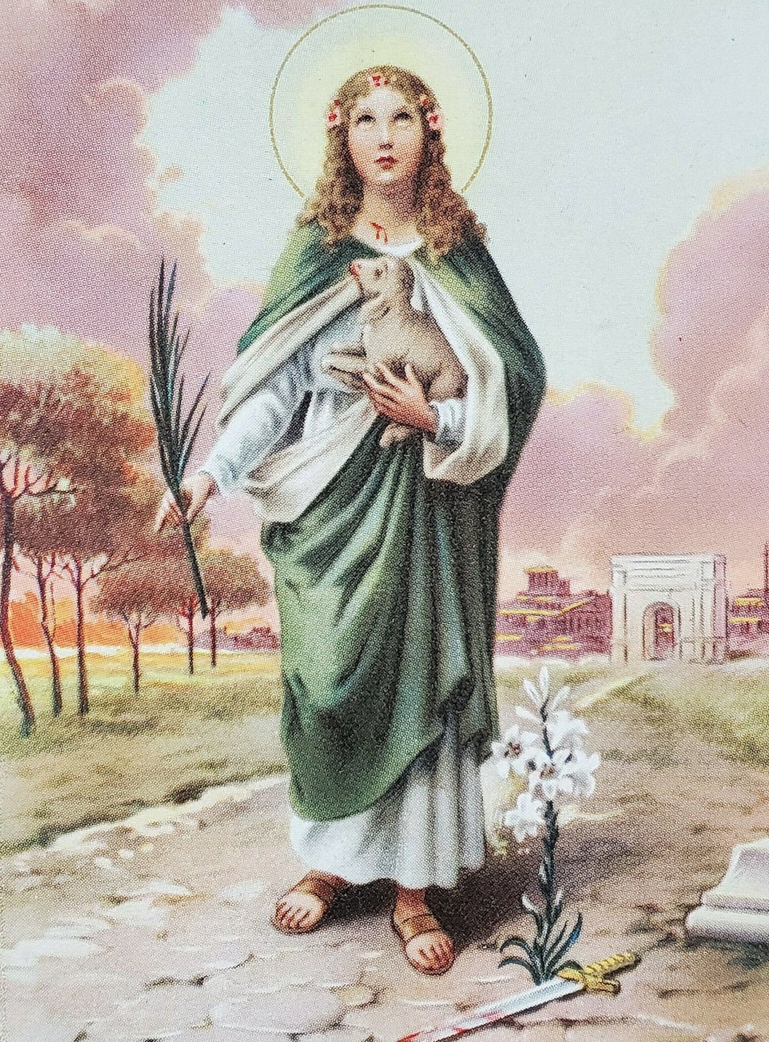 St Agnes Vintage Holy Card Italy Patron Saint of Girls - Etsy